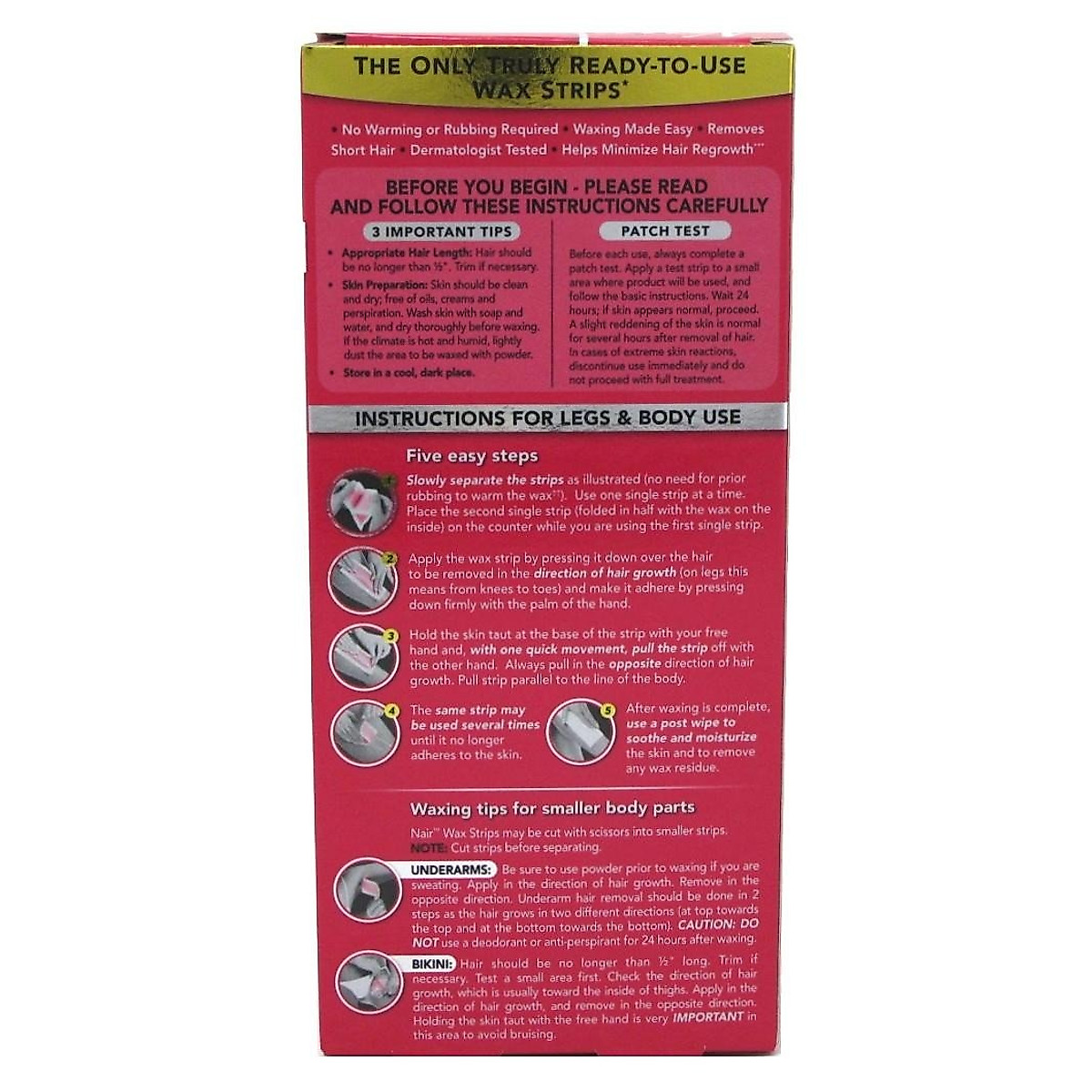 Nair Hair Remover Wax Ready- Strips 40 Count Legs/Body