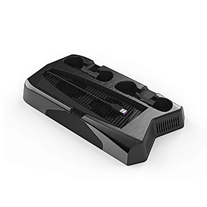 LULU MART PS5 Console with Dualsense Charging Station Cooling Fan Vertical Stand, Retractable Video Game Disc Storage for PS5 All in 1 Console Playstation 5 Console