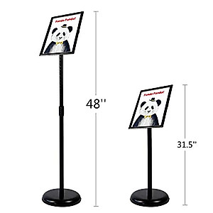 AltraTech Adjustable Sign Holder 2 Pack Aluminum 8.5” X 11” Lobby Sign Snap-Open Frame Sign Holder Stand With Both Vertical And Horizontal View For Store Display, Exhibition (Black