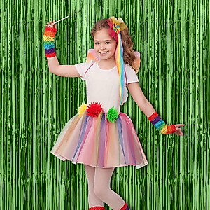 PABUES 5 Pack 3.3x9.9 Feet Green Foil Fringe Backdrop Curtains, Tinsel Streamers Birthday Party Decorations, Fringe Backdrop for Graduation, Baby Shower, Gender Reveal, Disco Party