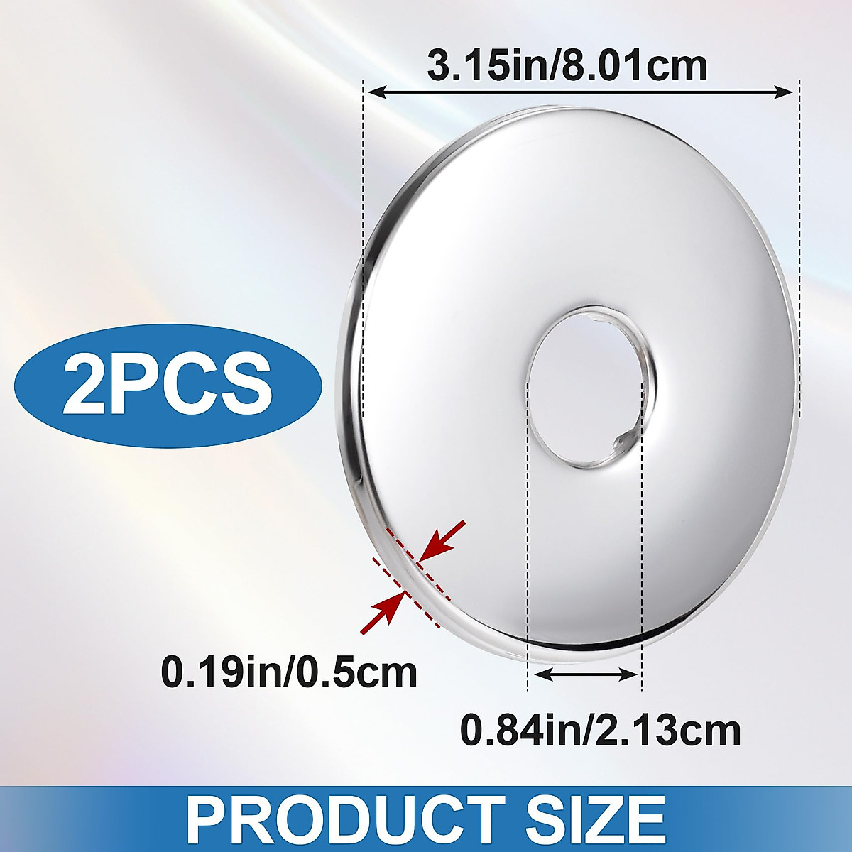 PAGOW 2 Pcs Stainless Steel Shower Arm Flange, Round Escutcheon Plate, Shower Pipe Covers for Bathroom, Shower Faucet Cover Plate for Shower Arms, Pipes - Silver (OD 3.15in, ID 0.84in)