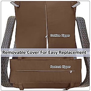 BABYLON Outdoor Wicker Recliner, Patio Recliner Adjustable Chair with 5.11" Cushions and Ottoman, UV/Rust/Weather Resistant/Aluminum Frame/Hand Woven, Brown Color