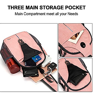 Lumesner Sling Bag Crossbody Sling Backpack with USB Charging Port,Water Resistant Shoulder Bag for Men Women,Lightweight One Strap Backpack Chest bag for Hiking,Cycling,Biking