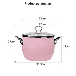 GFHVDC Pasta Pot Nonstick Cookware Enamel Stock Pot with Lid Large Cooking Pot Flat Bottom Stew Pot for Soup, Stew, Canning Induction Pasta Pot, for Stove Non Stick Soup Pot,Pink