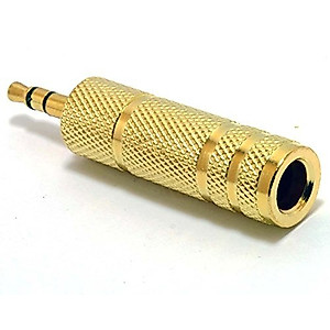 iMBAPrice Premium Adapter Stereo Gold Plug 3.5mm M to 1/4" F Adapter Metal - 3.5mm Stereo Plug to 6.35mm (1/4 Inch) Stereo Jack Adaptor - Gold Plated