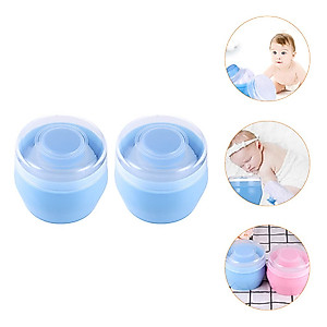 2pcs Puff with Case Empty Body Container Dispenser Case Large Puff with Sifter and Puffs for Body Home and Travel Use Blue