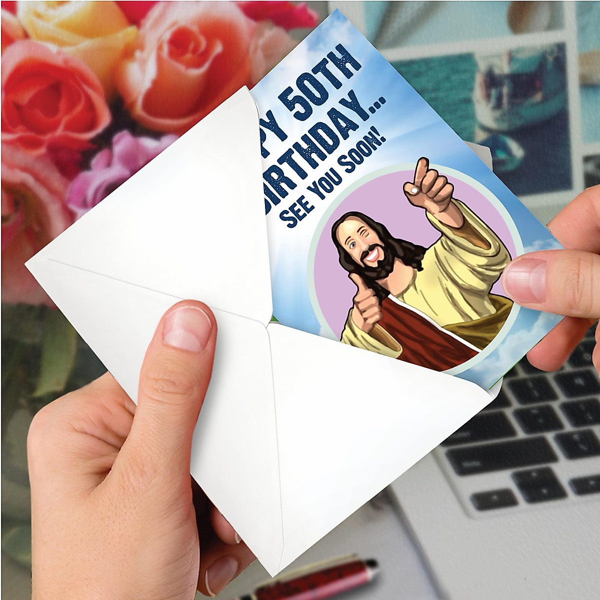 NobleWorks Funny 50th Milestone Birthday Greeting Card w/ 5 x 7 Inch Envelope (1 Card) See You Soon 50 C9065MBG