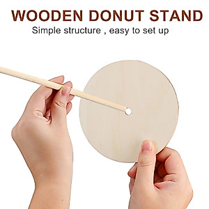Ponpon 4pcs Wood Donut Stands Bagels Display Holder Reusable Doughnut Dessert Stand for Wedding Birthday Treat Parties