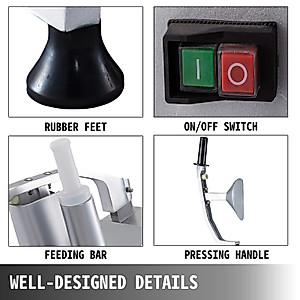 VBENLEM 110V Commercial Food Processor 2 Feeding Holes, 550W Electric Vegetable Slicer 1600 RPM, Stainless Steel Vegetable Processor Detachable 6-blades, 3mm/4mm/7mm Shred, 2mm/4mm Slice