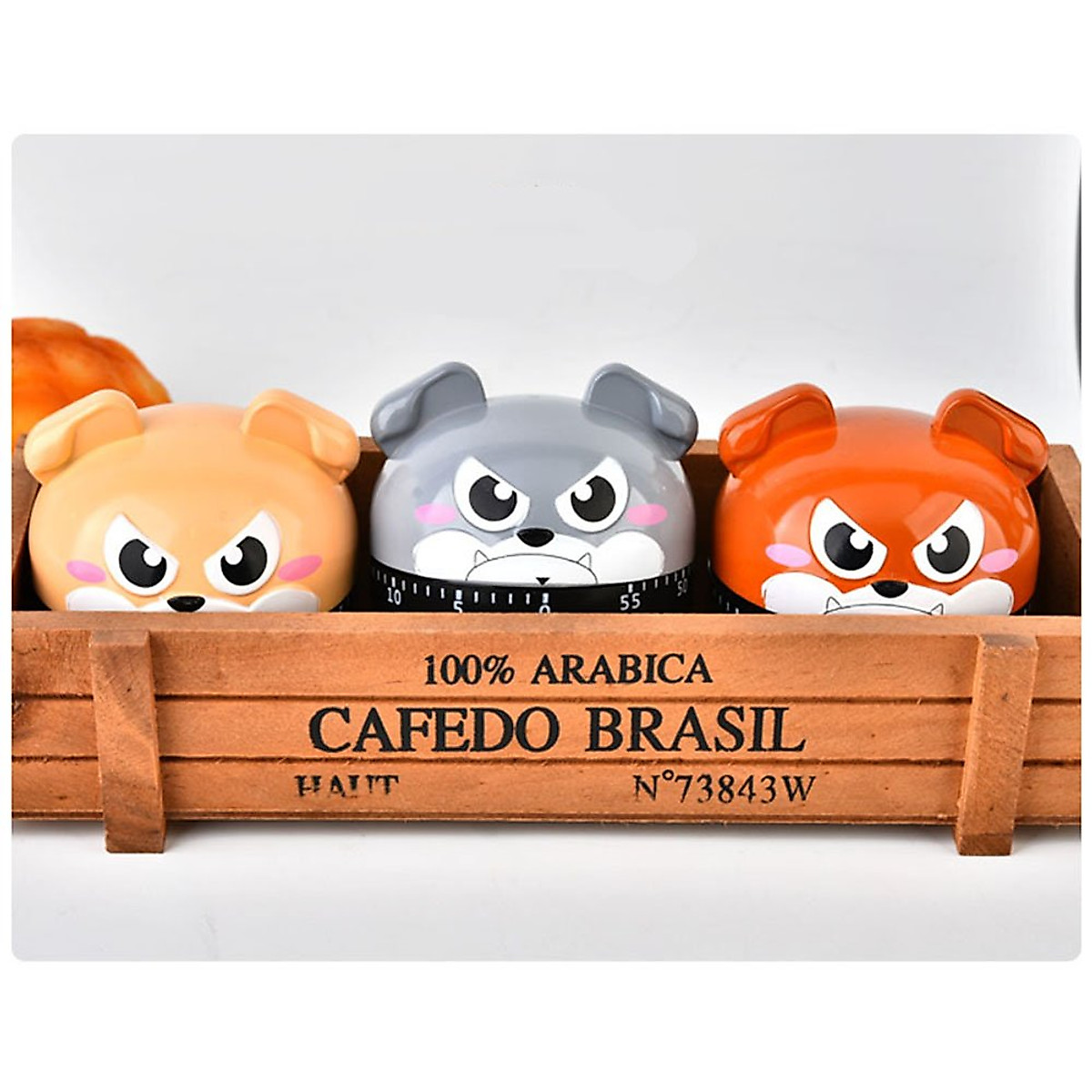 Cute Cartoon Dog Machinery Timers 60 Minutes Mechanical Kitchen Cooking Timer Clock Loud Alarm Counters Manual Timer Mini Size Kitchen Utensil (Brown)