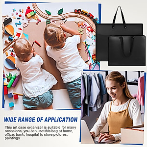 Sinload 2 Pcs Art Portfolio Bag, 17.3 x 13.8 Inches & 23.2 x 18.1inches Art Portfolio Case 8k and 4k Posters Storage Bag with Zipper and Handle Black Portfolio Folder for Artwork Sketch Drawing