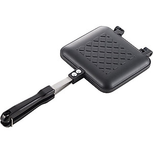 Toraya Hot Sandwich Maker, Crispy Grilling, Single, Fluorine Treated, For Gas Stoves, Black, Total Width: 13.8 inches (35 cm)