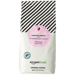 AmazonFresh Donut Cafe Ground Coffee, Medium Roast, 32 Ounce