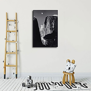 YuplaN Moon Over Half Dome Canvas Poster Holiday Gift HD Picture Modern Aesthetics Mural Wall Art Decoration (Unframed,08×12inch)