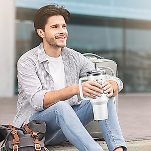 HYMONA Book Lover Gifts for Women - 40 Oz Book Lovers Coffee Tumbler with Handle - Book Cups, Birthday Gifts for Book Lovers Women/Readers Gifts, Librarian/Bookish/Book Club/Bookworm/Reading Gift