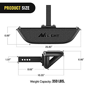 Nilight Hitch Step with 2" Hitch Receiver Rear Bumper Guard Protector Compatible with Car Truck Vehicles Upgraded Textured Black Hitch Step Bar with Hitch Lock & U-Bolts Stabilize,2 Years Warranty