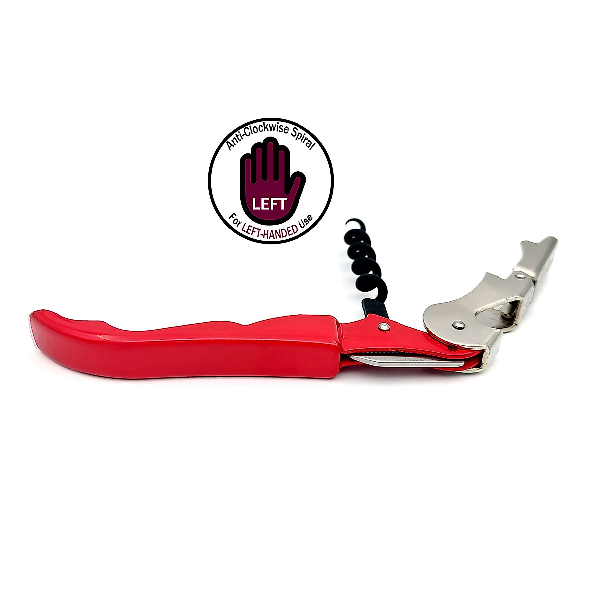 Pulltap's Genuine LEFT HANDED Classic 500 Wine Key Corkscrew (Rojo - Red)