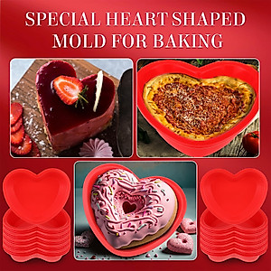 Leriton 12 Pcs Heart Cake Pan Silicone Heart Cake Molds Baking Pan Nonstick Molds for Anniversary Birthday Snack Cupcake Baking (5.5 Inch)