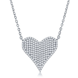 Beaux Bijoux Sterling Silver Heart Necklace for Women Micro-Pave Cubic Zirconia Pendant Heart Shaped Necklace for Women