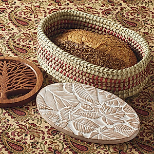 Better World Bio Bread Basket with Terracotta Warmer, Bread Basket, Bread Basket for Serving, Nature-Inspired Falling Leaves Design, Sized 12.5" w x 8.5" d x 3.5" h