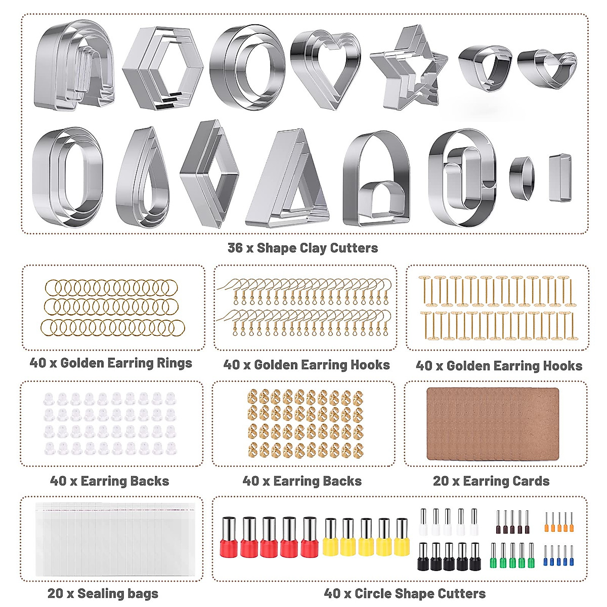 Yofuly Polymer Clay Press Machine, Polymer Clay Cutters Set for Jewelry Making, with Polymer Clay Roller Machine, Polymer Clay Extruder, 40 Circle Shape Cutters and 120 Earrings Accessories