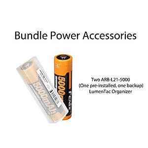 Fenix Dual Battery Bundle E35R EDC Flashlight, 3100 Lumens USB-C Rechargeable High Lumen Performance Flashlight with Extra ARB-L21-5000 and LumenTac Battery Case