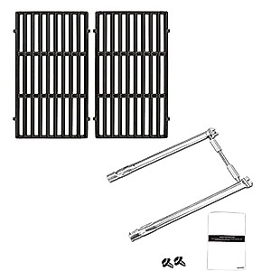 QuliMetal 69785 Grill Burner and 7637 Cooking Grates for Weber Spirit 200 and Spirit II 200, Spirit E-210, E-220, Spirit S-210, S-220, Spirit II 200 Series Gas Grills