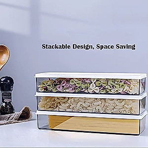 WINIAER Pasta Containers for Pantry 2Pcs, Spaghetti Storage Conainer with Lids, Noodle Organizer with Measuring Hole Storage for Pasta, Flour, Sugar and Noodles