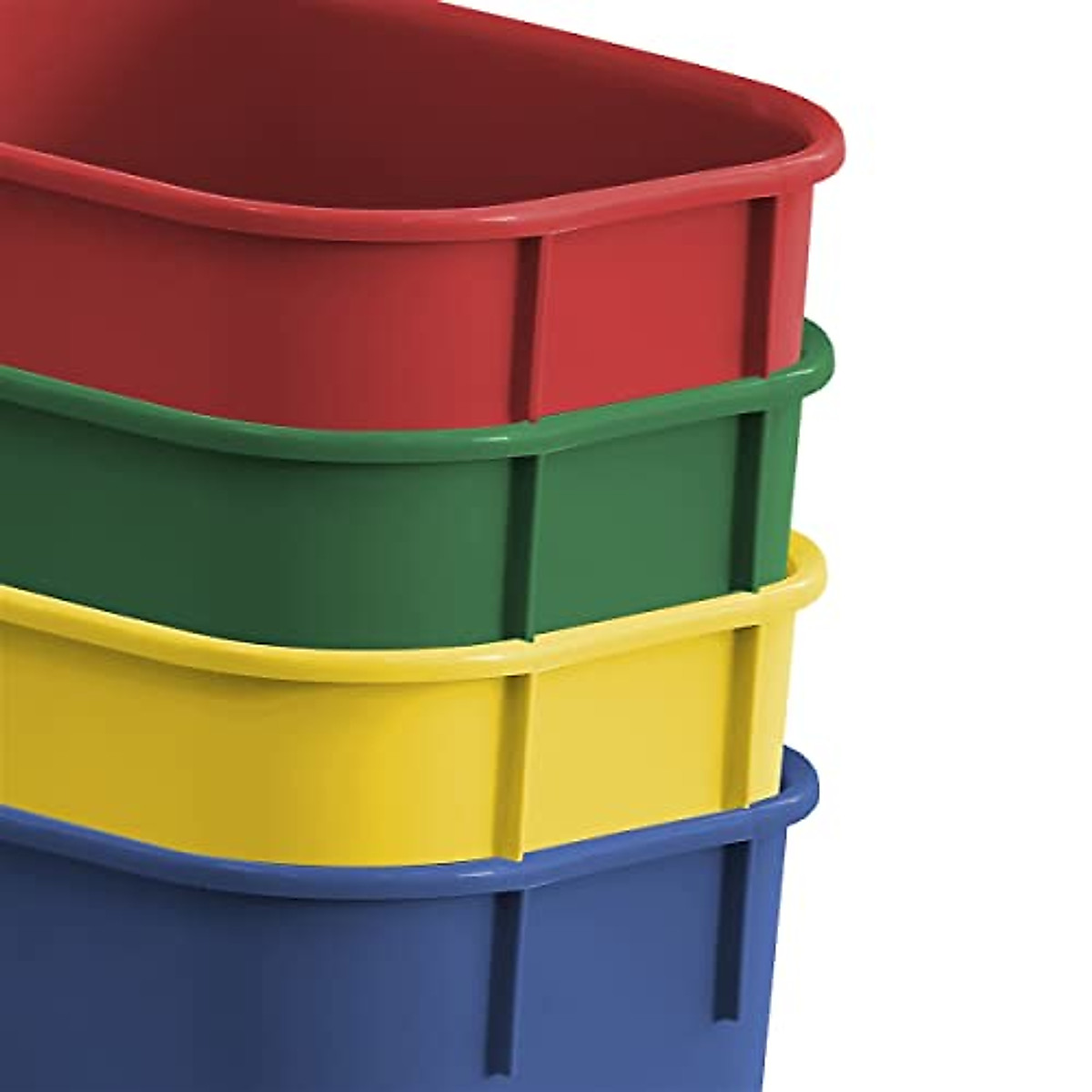 Acrimet Wastebasket Bin for Recycling 13QT (Made of Plastic) (Metal/Yellow, Paper/Blue, Glass/Green, Plastic/Red) (Set of 4)