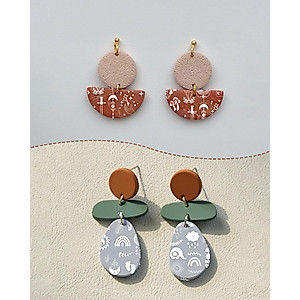 Puocaon Boho Clay Silk Screen - 6 Pcs Boho Moth Reusable Silk Screen Stencils for Polymer Clay Earrings Making, Crescent Moon Boho Sun Polymer Clay Silk Screen, Dreamcatcher Magic Book Silk Screen