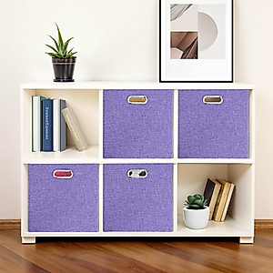 ORGMASTER Foldable Cube Storage Bin Organizing Baskets Cubby Boxes Fabric Storage Cubes Organizer Bins with Handles for Organization Shelf Closet, 13"x13"x13", Pack of 4, Purple