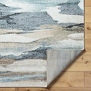 Mark&Day Area Rugs, 5x7 Bennington Modern Aqua Area Rug, Blue Grey Brown Carpet for Living Room, Bedroom or Kitchen (5'3" x 7')