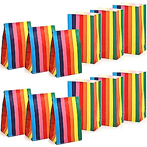 Cedilis 100 Pack Rainbow Party Favor Bags, Paper Goody Bag for Kids, Colorful Party Treat Bags for Chirstmas, Birthday, Baby Shower, Wedding, 5.1x 8.5 x 3.1IN