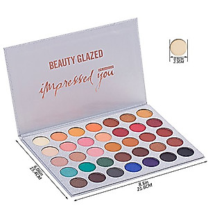 35 Colors Eyeshadow Palette with 7Pcs Makeup Brushes Set, All in One Makeup Kit Matte Shimmer Pigmented Eye Shadow Pallete Waterproof Powder Natural Nude Naked Smokey