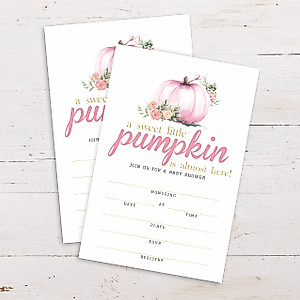 Baby Shower Invitation Cards With Envelopes, A Sweet Little Pumpkin, Invites for Baby Showers and Parties - Pack of 25-（YQK-016）