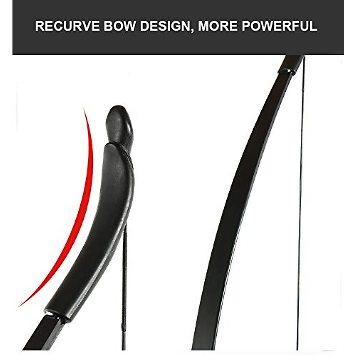 TOPARCHERY Archery 57" Takedown Youth Recurve Bow Hunting Black Long Bow for Beginner Teenagers Right Left Hand Black - Draw Weight 20lbs 30lbs (30)