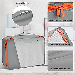 DIMJ Packing Cubes for Travel, Travel Cubes for Packing, Luggage Packing Cubes with Shoe Bag, 10 Pack Mesh Packing Cubes for Suitcases, Travel Cubes with Cosmetics Toiletries Bag (Grey)