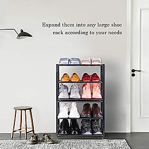 NiHome 3-Tier Shoe Rack Multifunctional Organizer, Stackable Adjustable Lightweight Metal Space Saving, Free Standing for Closet Hallway Entryway Living Room Bedroom (Black)