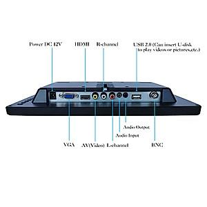iChawk 11.6" 12" inch PC Monitor 1366x768 16:9 Full View Widescreen HDMI-in VGA Built-in Speaker Remote Control Monitor LCD Screen for PC Display, PS3 USB Port U-Disk Video Player W116PN-531