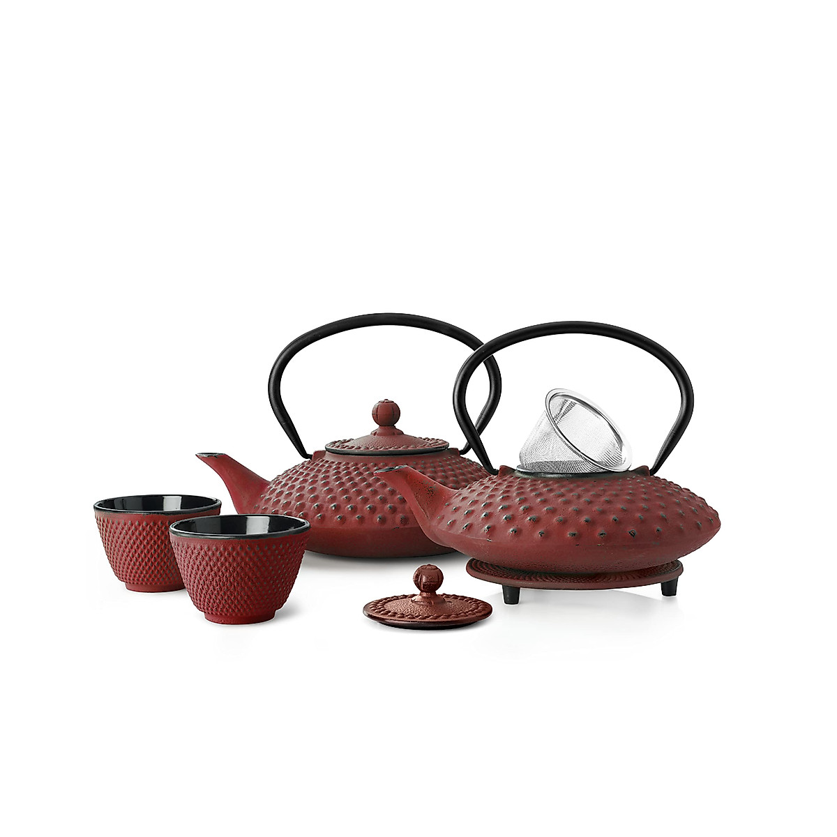 bredemeijer Cast Iron Tea Cups Red XILIN Set of 2