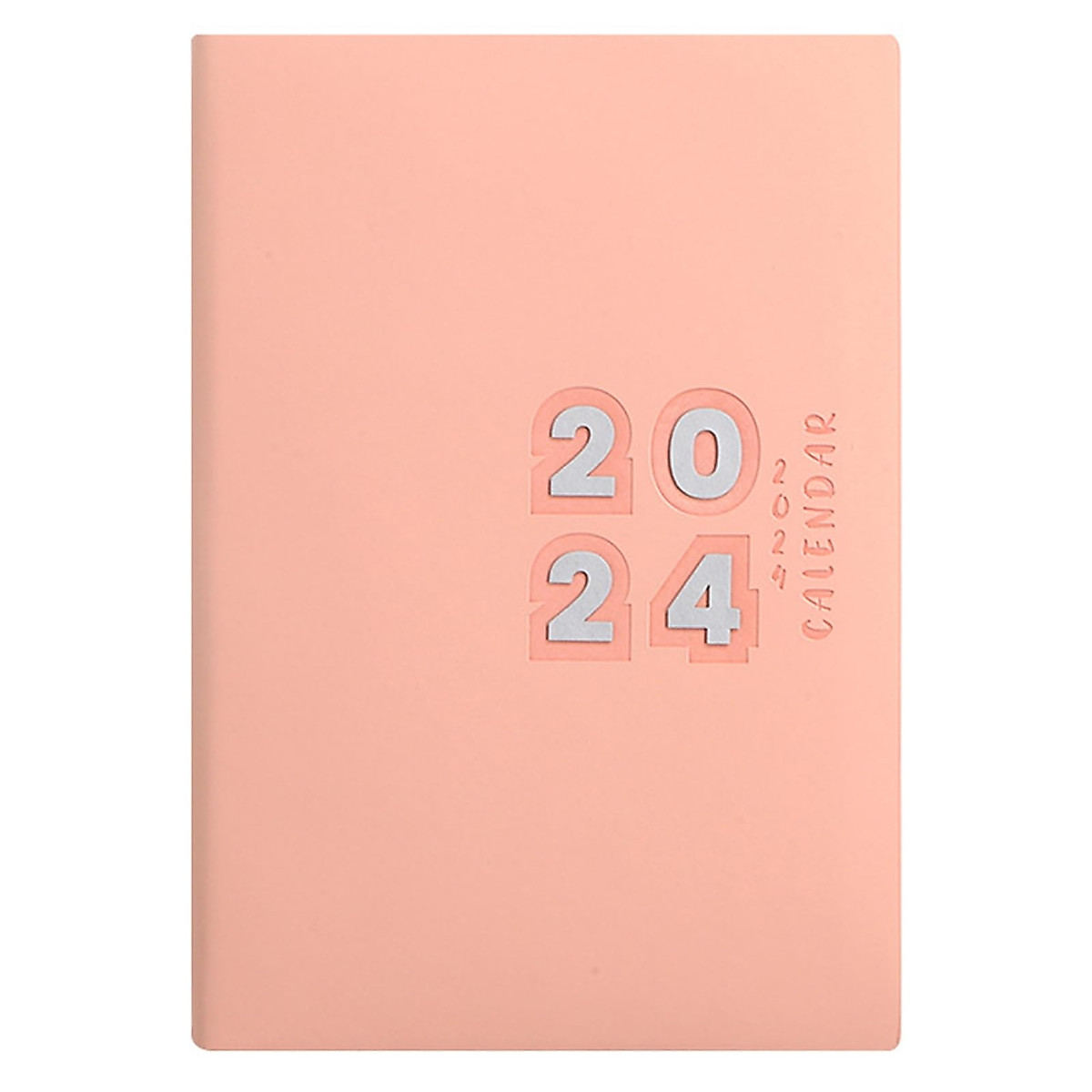 Tainrunse Embossed Decorations Planner Leak-Proof 2024 Monthly Faux Leather Cover 12 Months A5 Calendar Notebook 155 Sheets Wire Binding Tabs Agenda Pink A5