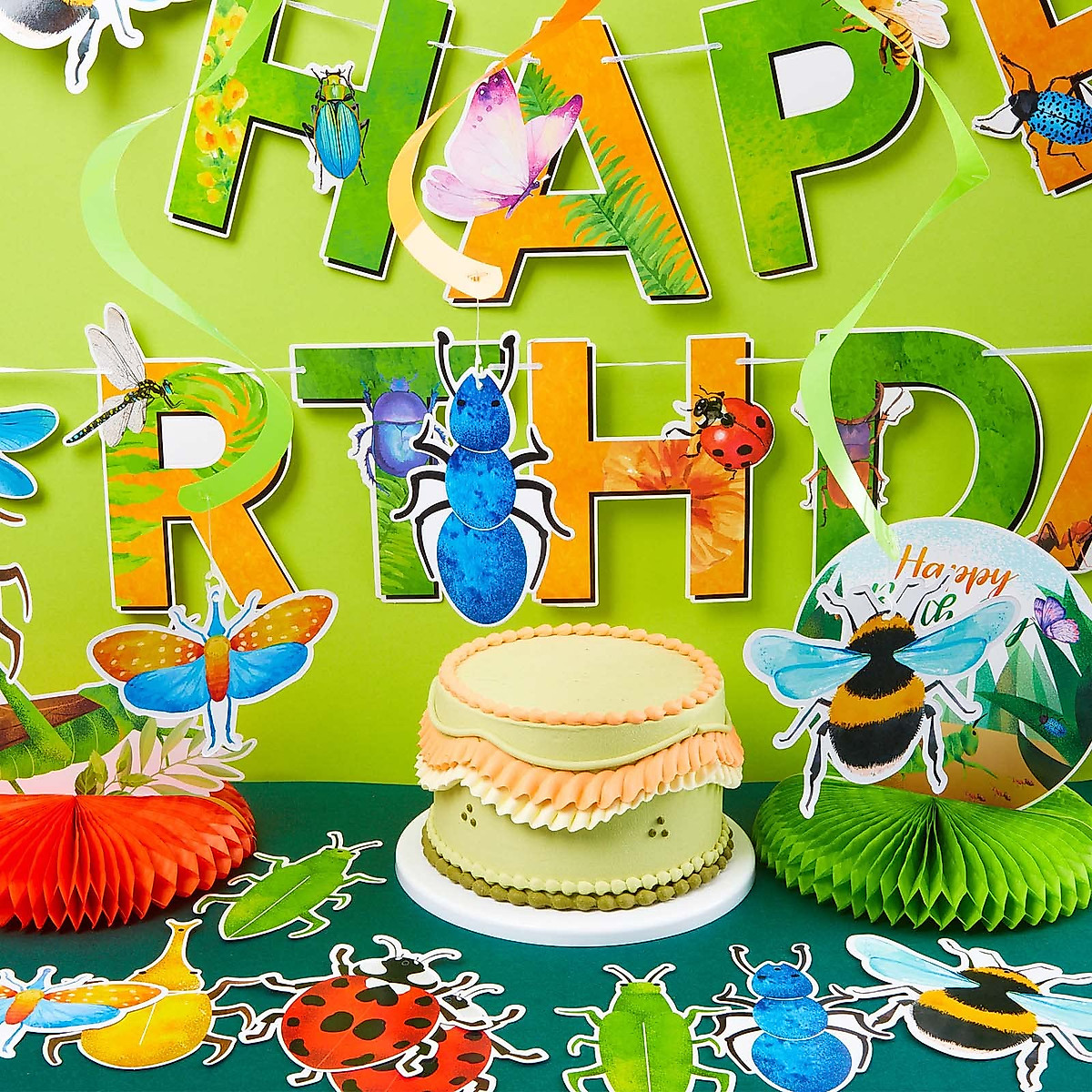 28 Pieces Bugs Party Decorations Spring Bugs Party Banner Bee Ladybugs Party Hanging Hanging Swirls Decor Insect Birthday Honeycomb Centerpieces Decorations for Boys and Girls Birthday Baby Shower