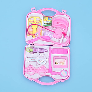 ibasenice Kids Educational Toys Kids Doctor Play Kit 14 Pieces Pretend Play Doctor Set Role Play Doctor Kit Toys Carry Case for Toddlers and Kids Kids Makeup Set