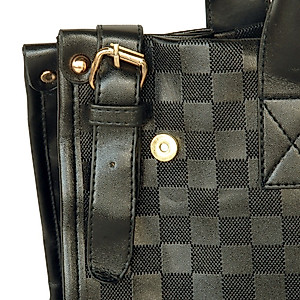 [Sentimental Beauty] Stylish Black Double Handle Leatherette Bag Handbag Purse