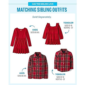 The Children's Place,Long Sleeve Knit Casual Skater Dress,Medium (7/8) Red