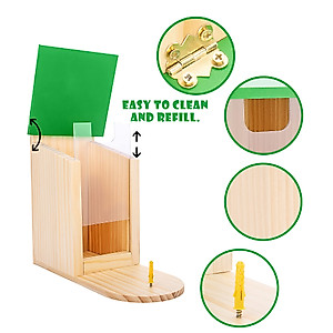 Wehhbtye Squirrel Feeder Box-Wood Handcrafted Chipmunk Picnic Table Feeder Bench Feeders,Pine House with Screws for Squirrel Feeding Station Hanging Outside Garden Yard(Assembly Hardware Included)