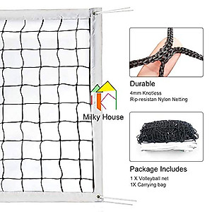 Volleyball Nets, Professional Volleyball Net, Portable Volleyball Replacement Net for Backyard Schoolyard Sports Beach Swimming Pool, Indoor/Outdoor Volleyball Net Set, 32FTX3FT, Poles Not Included