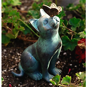 EatingBiting Home Garden Statue Butterfly Stuck on cat Nose Sculpture Ornament Decorative Figurine Fairy Art Yard Décor Statue for Patio Lawn, Home Office Ornaments Housewarming Gifts