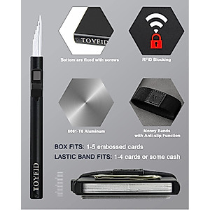 Minimalist Slim Card Holder Wallet for Men - Pop Up Credit Card Holder,Men's Slim Wallet,Metal Wallet for Mens,Credit Card Holder,Ultralight Cards Wallet,RFID Blocking Protection,Band for Cash, Black