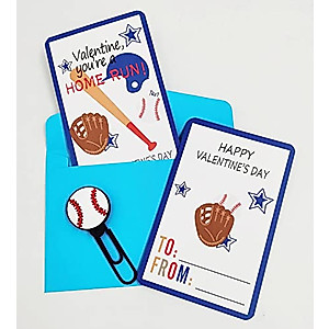 Sports Valentines for Kids Classroom Exchange 24 pcs Sports Bookmarks Basketball Football Baseball Valentines